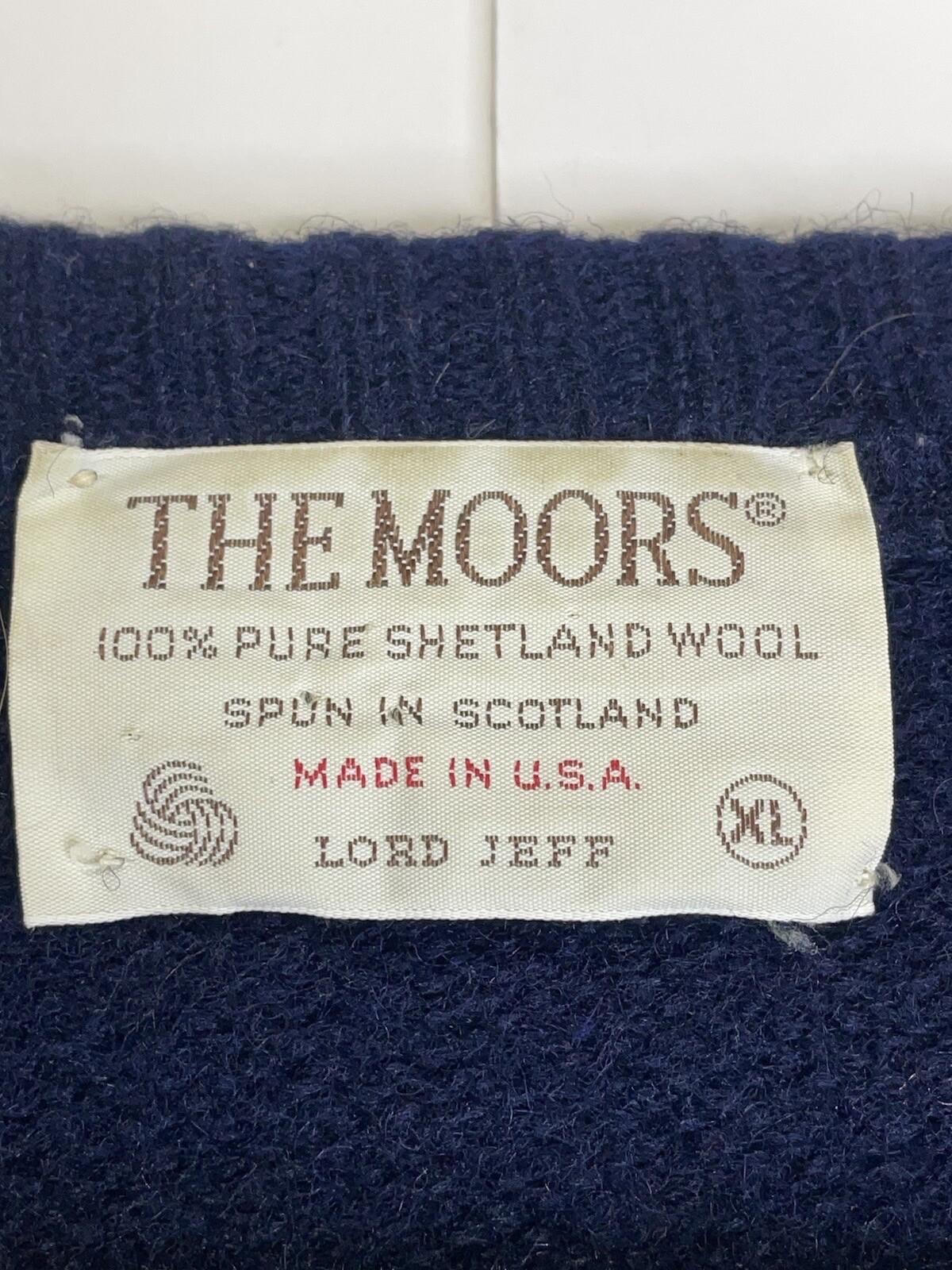 The Moors Mens XL Pullover Sweater Navy Blue Shetland Wool Lord Jeff ...