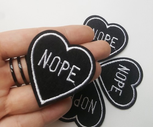 NOPE Black Heart Iron-On/Sew-On Embroidered Patch, Gothic Punk Goth Alternative | eBay