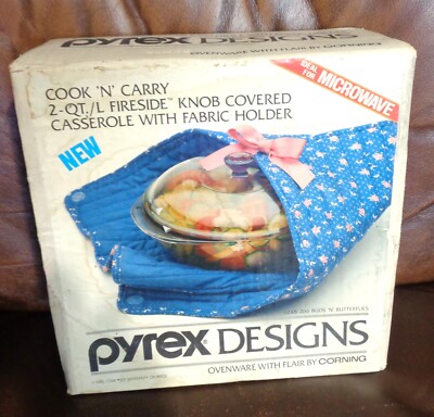 1988 Pyrex Corning Cook N Carry 2 Quart Casserole Dish Buds N ...