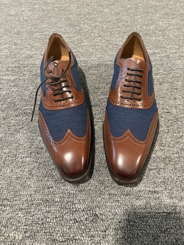 Mezlan Pasteur Wingtip Spectator Shoes Brown / Blue Denim | eBay