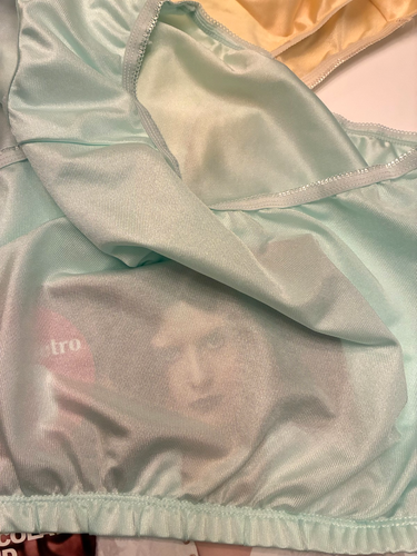 THREE Shiny NYLON PANTIES Size 8 XL Green YELLOW BLUE Silky Second Skin ...