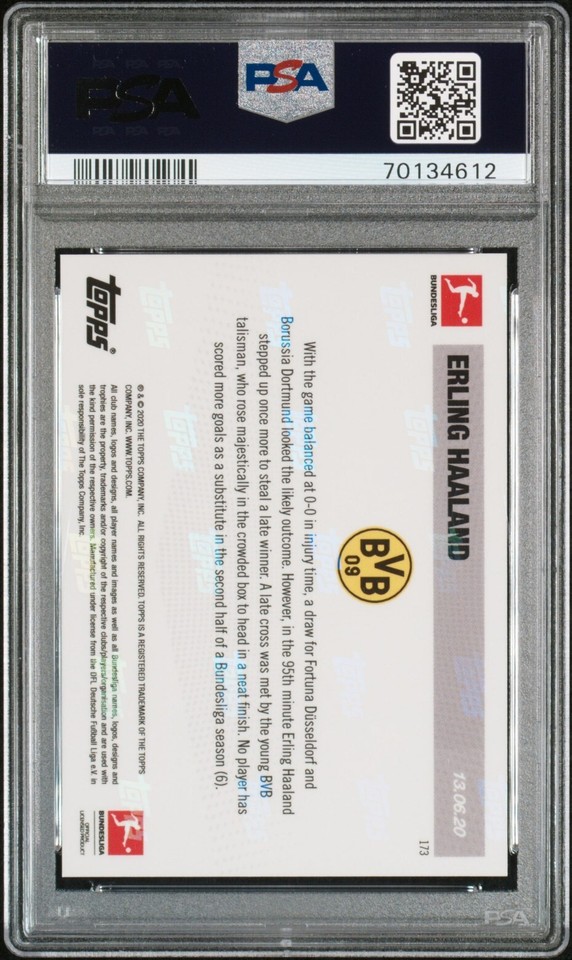 2019 TOPPS NOW BUNDESLIGA ERLING HAALAND #173 ROOKIE CARD RC PSA 10 | eBay