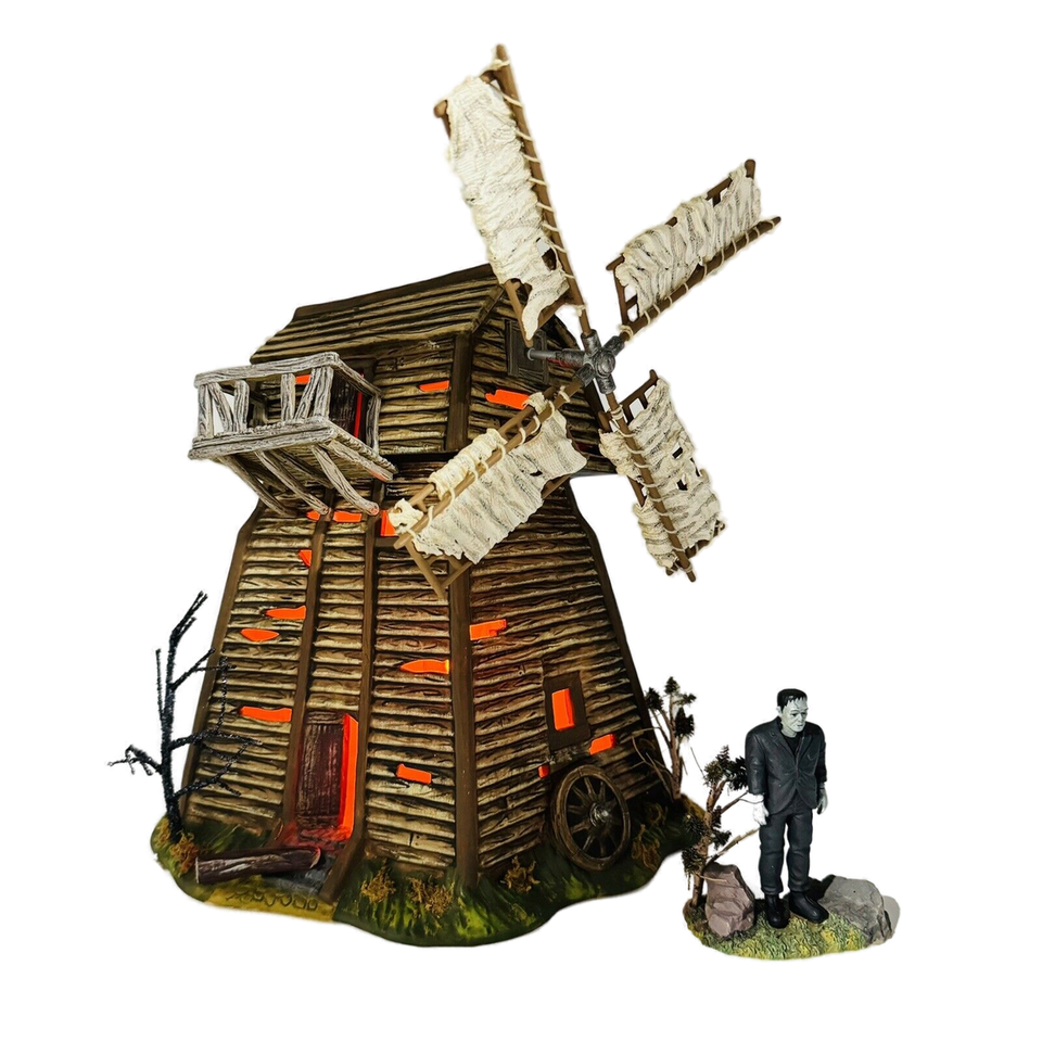 Frankenstein's Windmill Department 56 Halloween Village Decor Lights Up ...