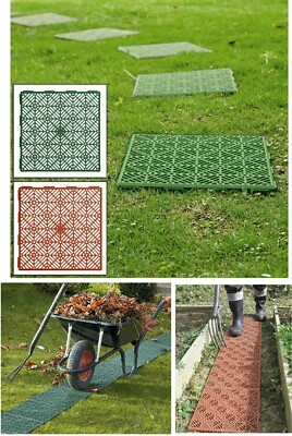 5 PCS INTERLOCKING NON SLIP GARDEN LAWN PATH PLASTIC TILES DECKING ...