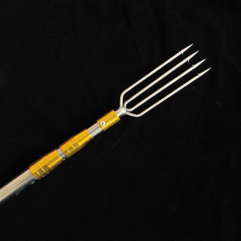 4-tooth stainless steel Barb fishing fork Retractable handle Spear ...