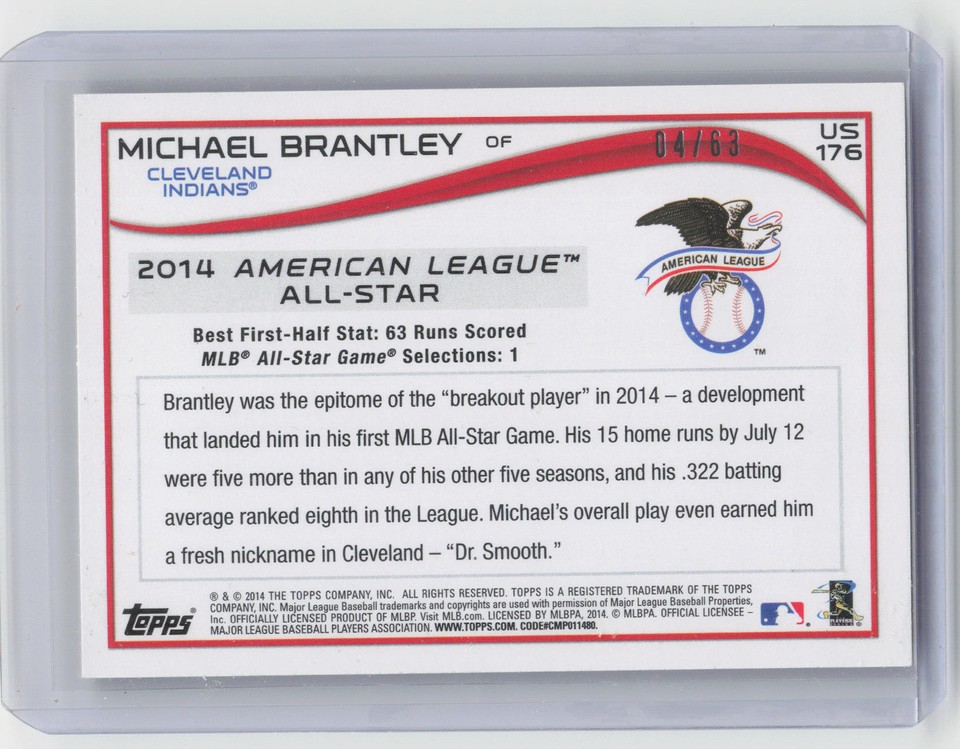 2014 Topps Update #US-176 Michael Brantley Black #/63 | eBay