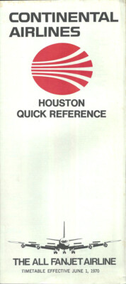 Continental Airlines Houston timetable 6/1/70 [1023] Buy 4+ save 50% | eBay