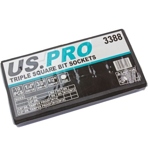 US PRO MULTI SPLINE BIT SOCKET SET 12 point triple square M4 to M18 ...