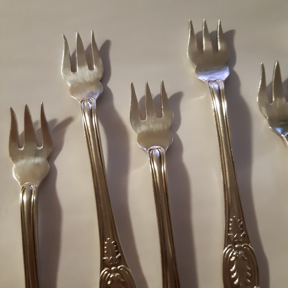 11x Antique 5" Horderves Appetizer Forks Kings Pattern Silverplate ...