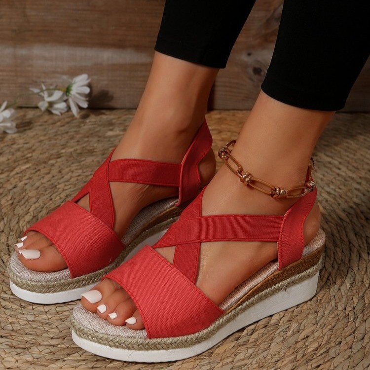 Red Low Wedges