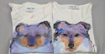 2 Diane Wat Designs Hand Painted Ladies Shirts with Dogs Sz L/XL | eBay
