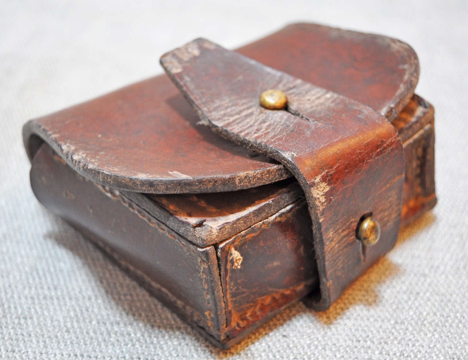 Original Old Antique Hand Crafted Leather Arms Ammunition Bullets Box ...