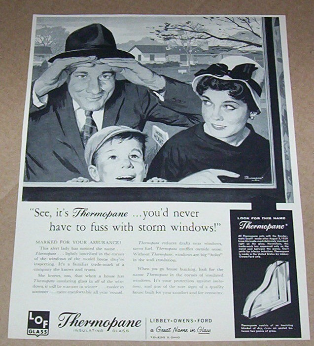 1959 print ad -LOF Thermopane Glass windows family home Libbey Owens ...
