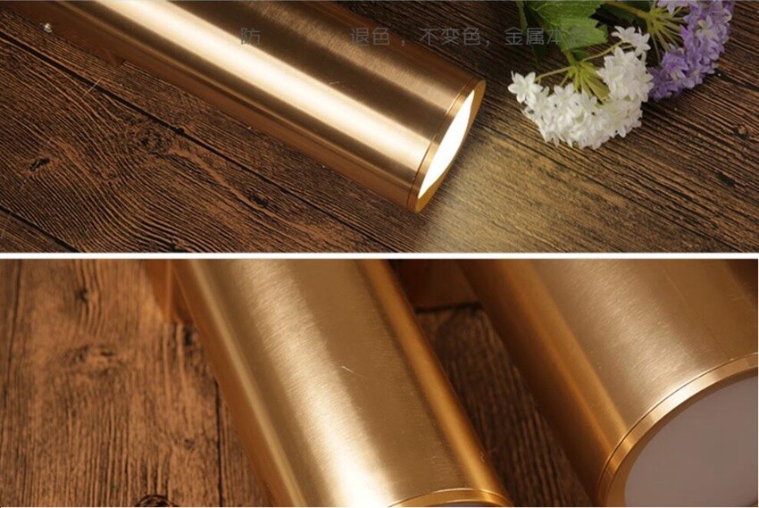 Golden LED Wall Lamp - cylinder Bedside Light - Hallway Bedroom ...