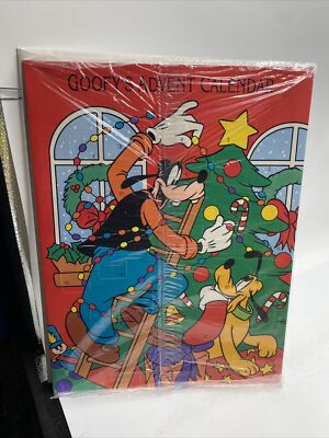 Vintage Disney Christmas Advent Calendar Goofy Pluto RARE Mickeys Stuff ...