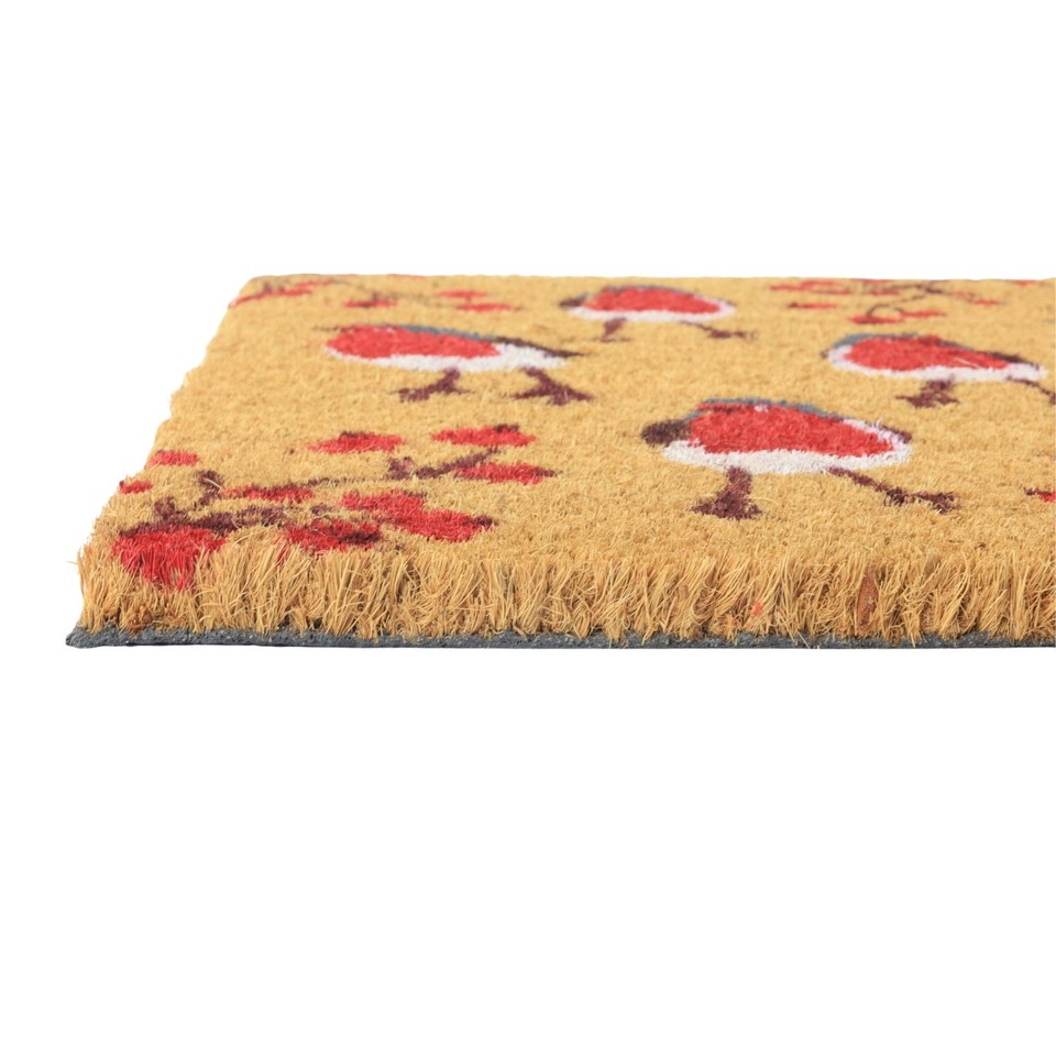 Christmas Robin Coir Doormat 60x40cm Non Slip Rubber Back Festive ...