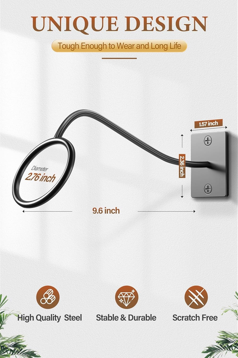 Cinati Cowboy Hat Rack for Wall, 4 Pack Holder Wall Black-4