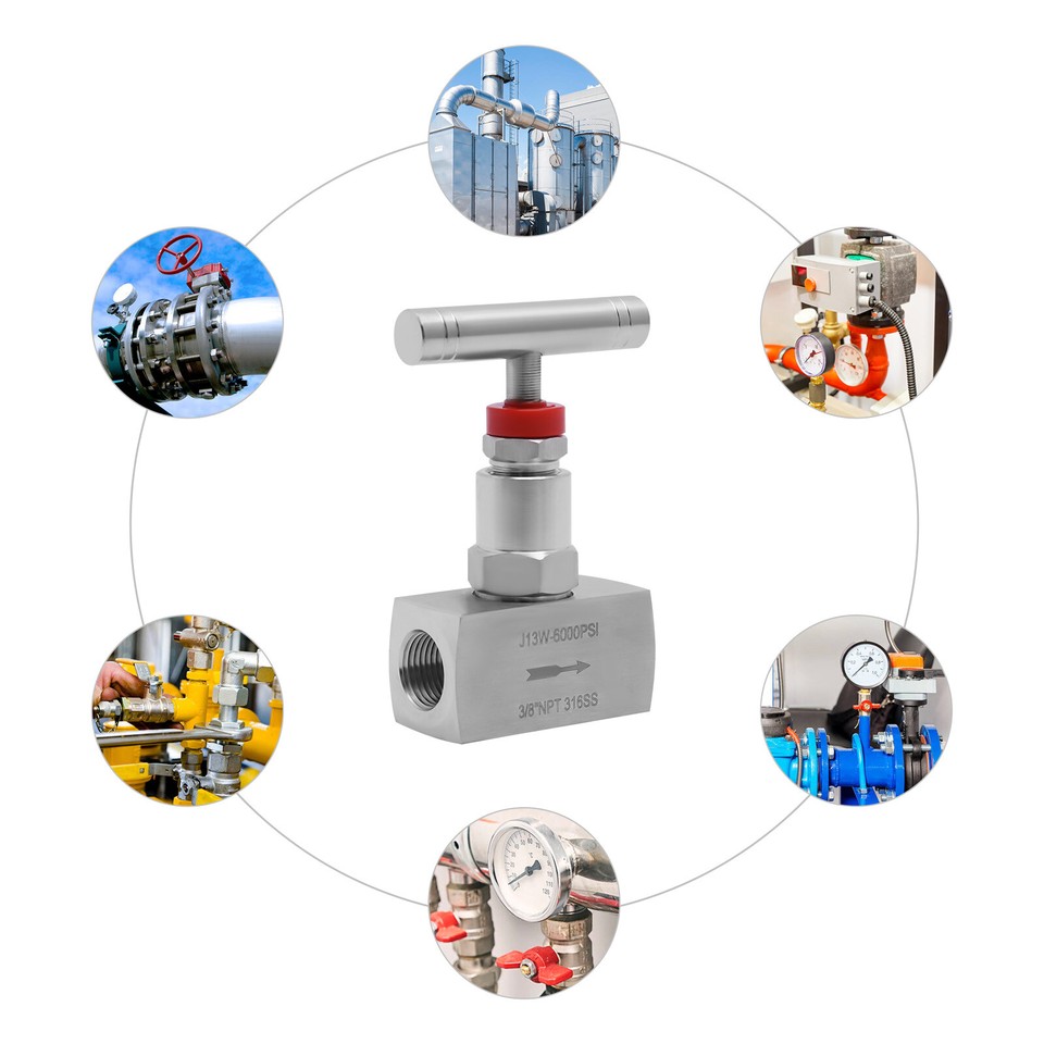 3/8" Stainless Steel Needle Valve ?Threaded Flow Control Steam Max 6000 ...