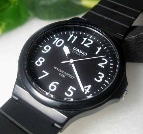 Mens CASIO MW-240 50 Meter WR Black Dial Wristwatch Japan Mvmt. Working ...