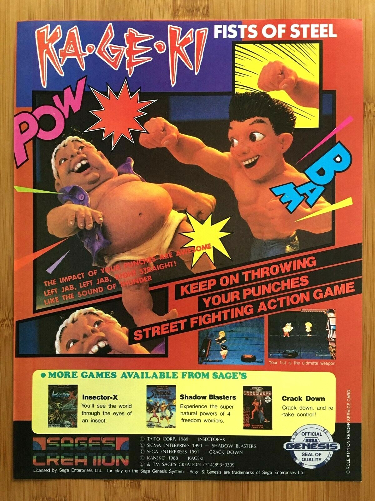 Ka-Ge-Ki (Kageki) Fists of Steel Sega Mega Drive Genesis Vintage Print ...