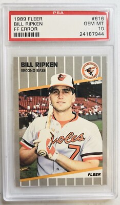 1989 Fleer Bill Ripken FF ERROR FUN CARD! #616 Billy Rare Graded GEM ...