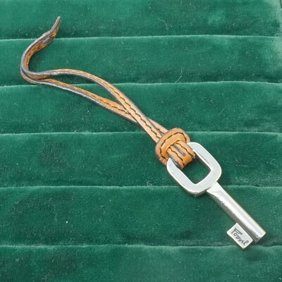 FOSSIL Key Leather Lock Fob for Bag Charm Hangtag Keychain Vintage ...