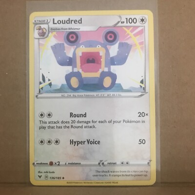 Pokémon TCG Loudred Vivid Voltage 136/185 Regular Uncommon | eBay