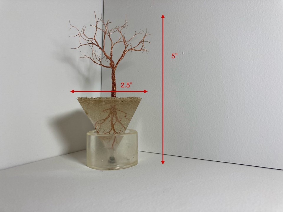 Hand Made Wire Tree Sculpture - Small, Copper On Resin Pyramid, Roots ...