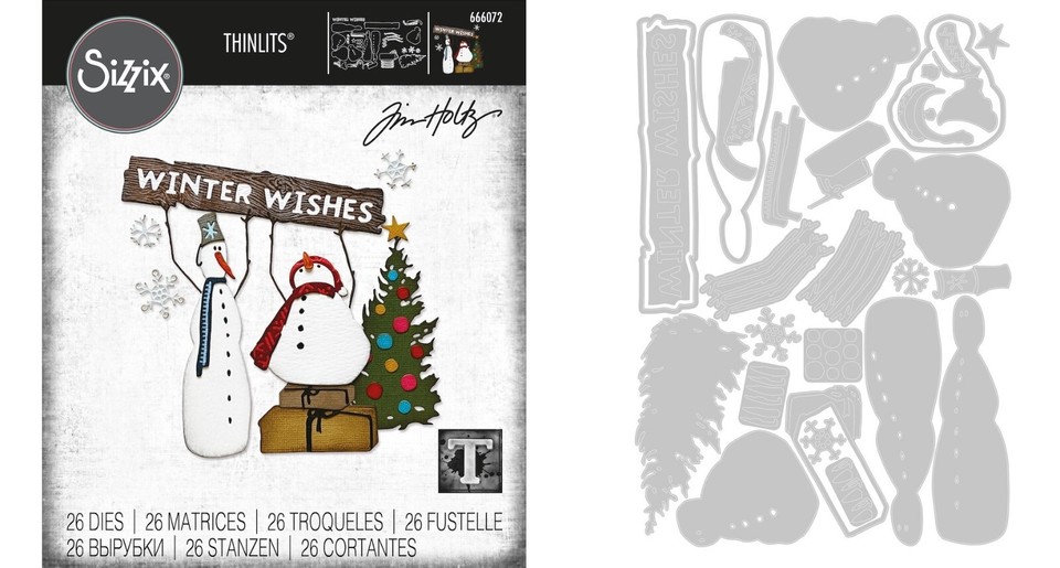TIM HOLTZ Sizzix Colorize Thinlits Dies - Christmas Santa Snowman Winter Wreath | eBay