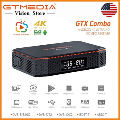 FTA 8K DVB/ATSC Satellite TV Receiver Android Smart TV Box Media Player ...