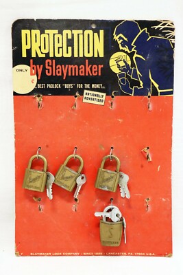 VINTAGE Slaymaker Protection Locks Store Display w/ 4 Locks Lancaster ...