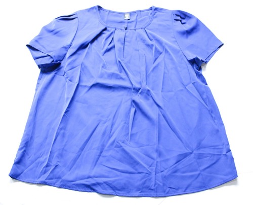 Shein Women's Plus Clasi Keyhole Neck Short Puff Sleeve Top LB3 Blue ...