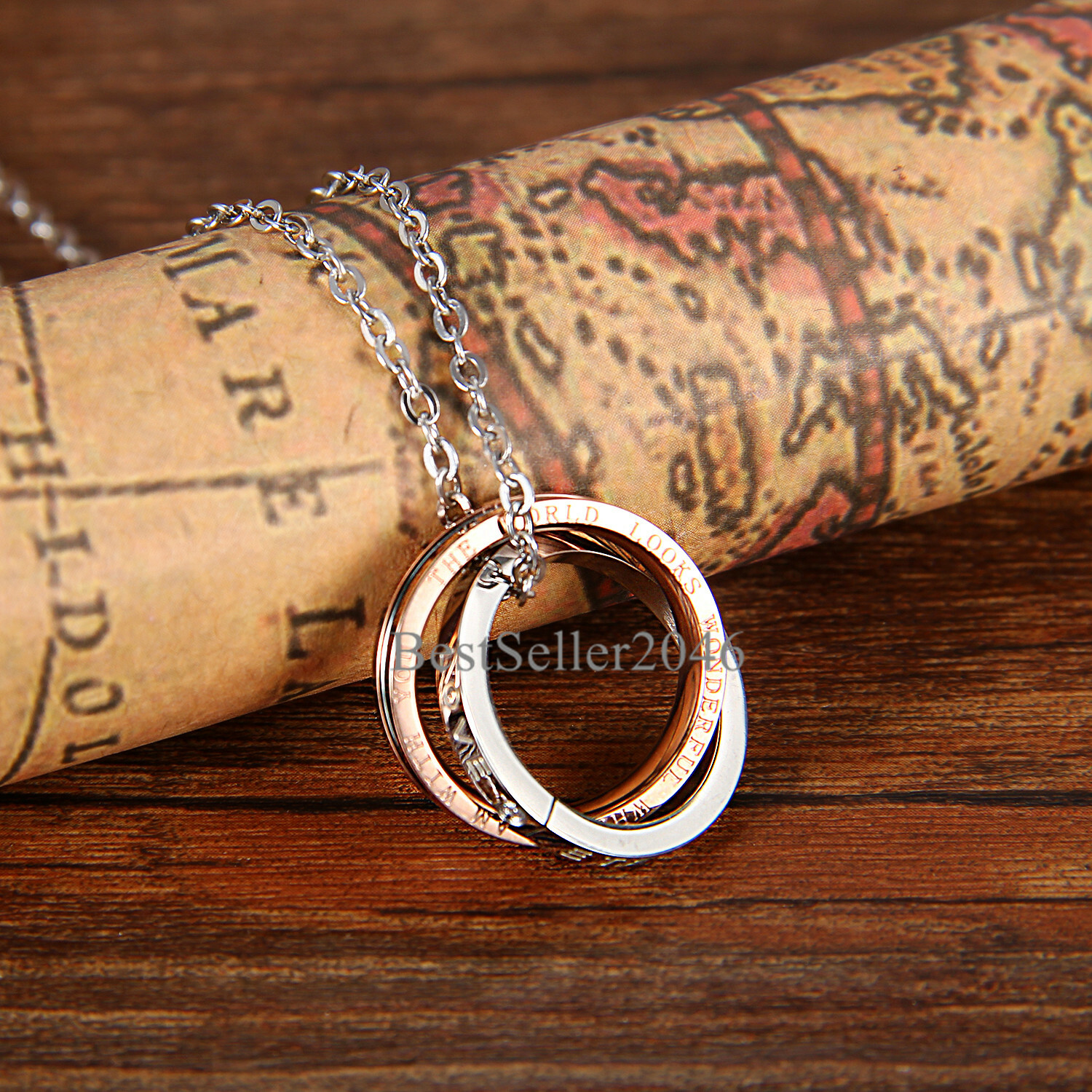 Eternal Love Interlocking Ring His and Hers Couple Pendant Necklace for ...
