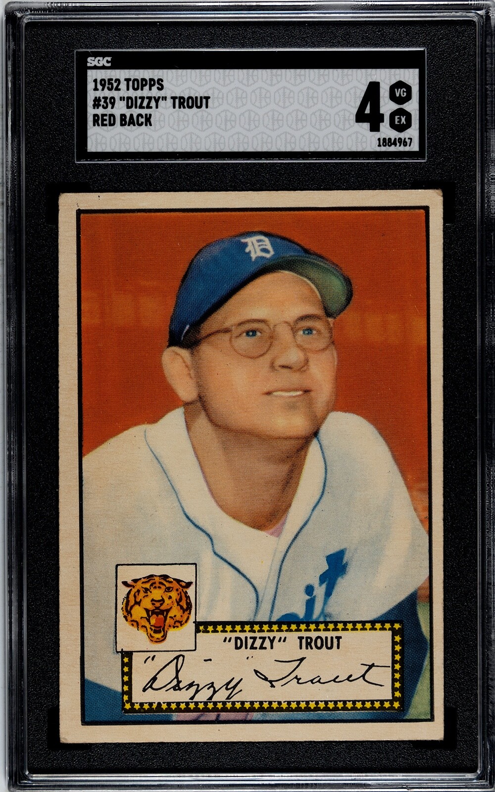 Vintage 1952 Topps Baseball #39 Dizzy Trout, Detroit Tigers. SGC Grade ...
