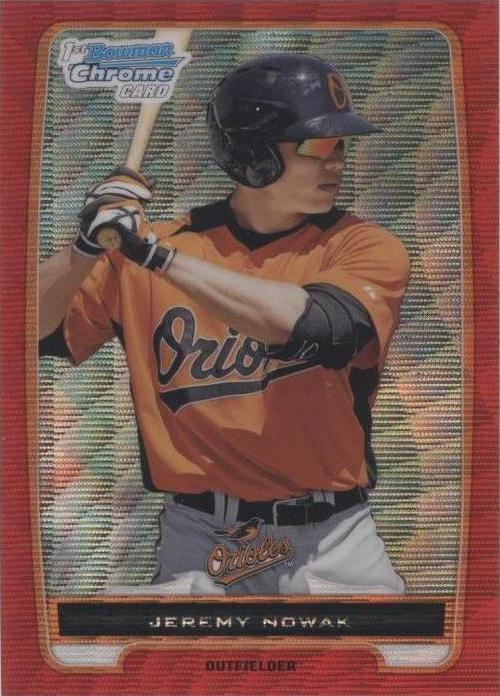 2012 Bowman Chrome - Prospects Jeremy Nowak #BCP128 Red Wave Refractor ...