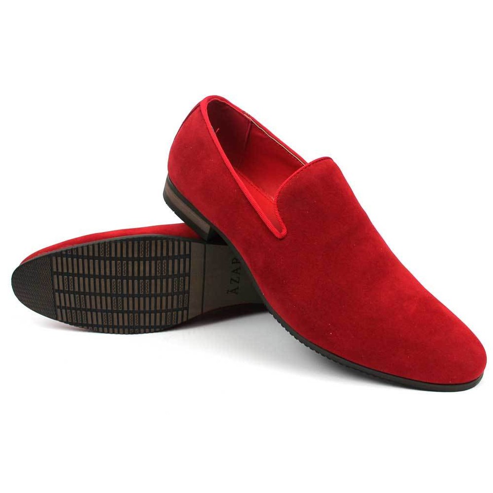 New Men's Red Suede Slip on Loafers Modern Dress Shoes Azar Man | eBay
