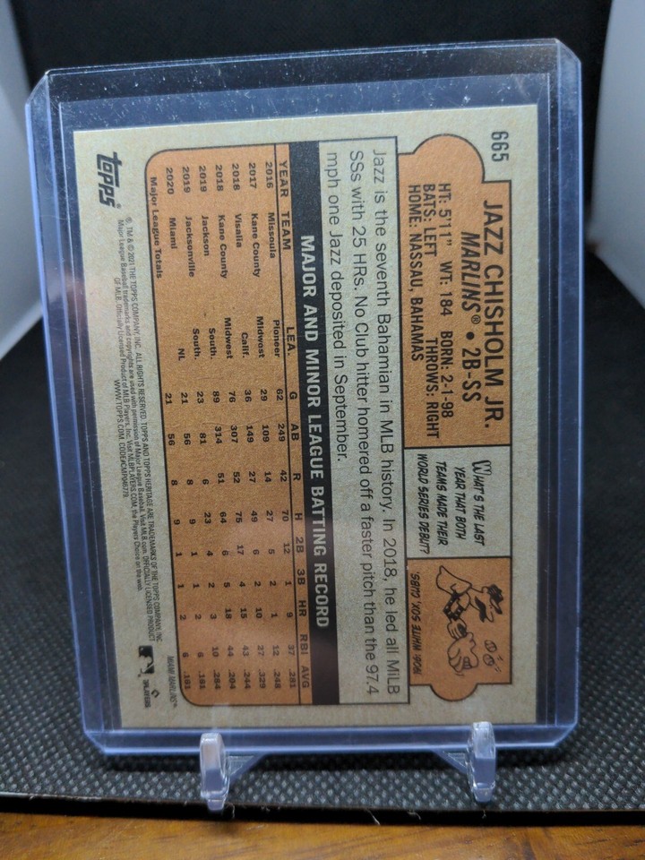 2021 Topps Heritage High Number #665 Jazz Chisholm Jr. RC Rookie Miami ...