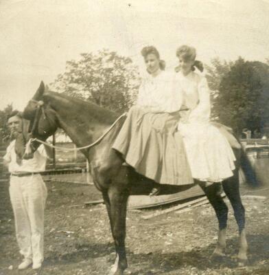 BT351 Vintage Photo TWO YOUNG WOMEN ON HORSEBACK LEAD c Early 1900's | eBay