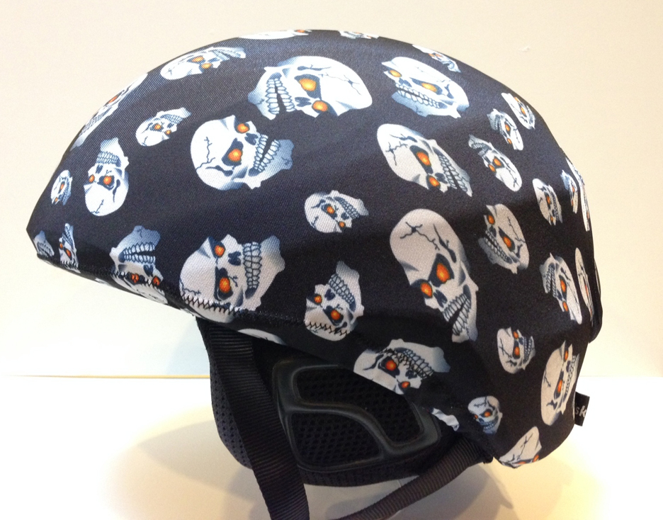 Ski & Sport Helmet cover by Shellskin. Black White Skulls print Spandex ...