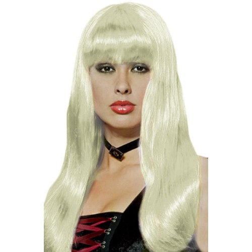 INCOGNITO IVORY Womens VAMP Long Platinum Halloween WIG PARTY COSTUME ...