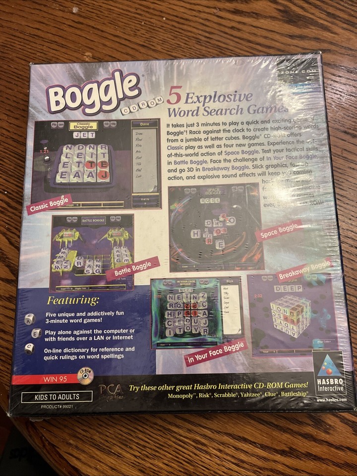 Big box Boggle CD ROM PC Windows 1997 Computer Game Hasbro New Old ...