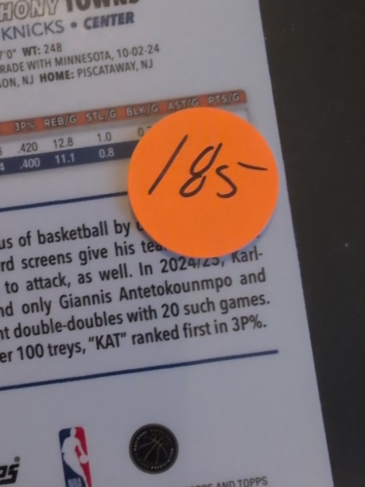 2025-26 Karl-Anthony Towns Topps Chrome X-Fractor #179 New York Knicks ...