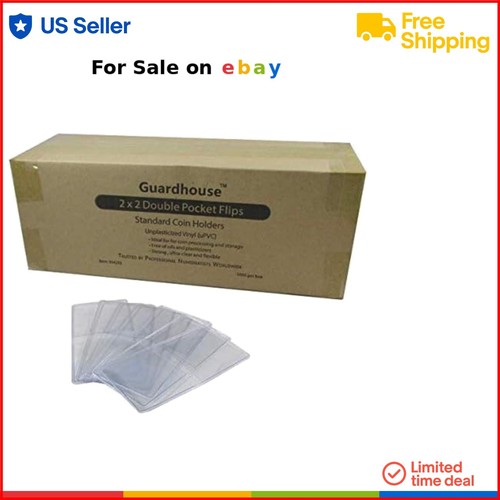 2x2 Coin Flips Bulk 1000 Unplasticized Vinyl Clear Secure Coin Storage ...
