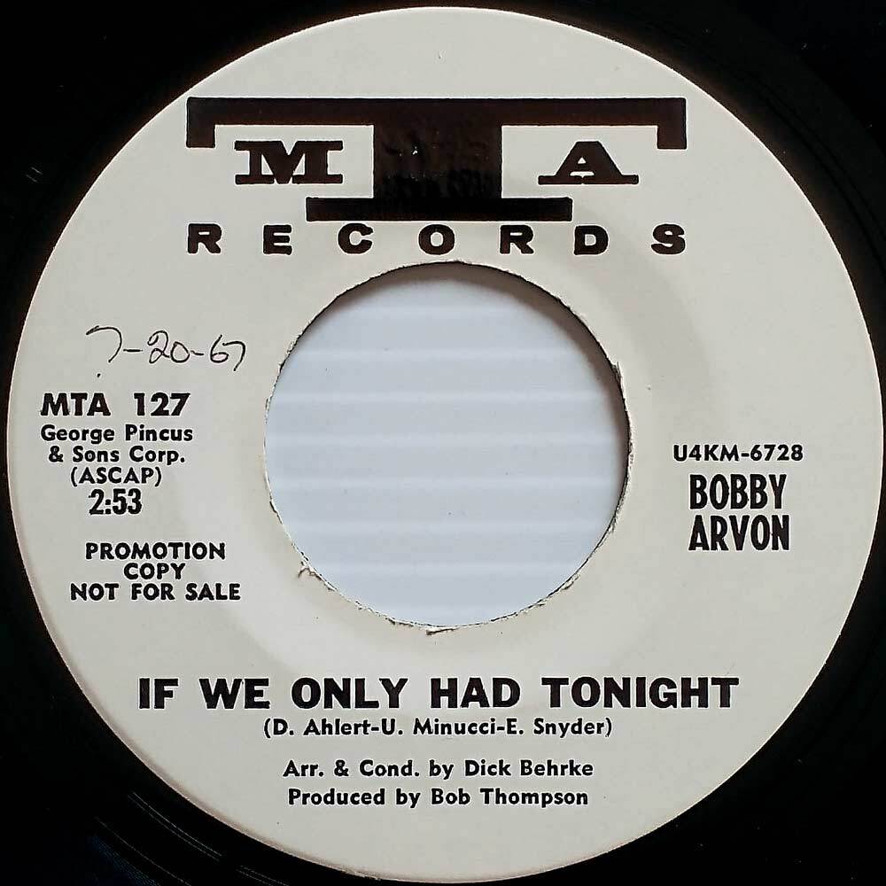 Bobby Arvon - If We Only Had Tonight / I'll Be Seeing You [7" 45 rpm ...