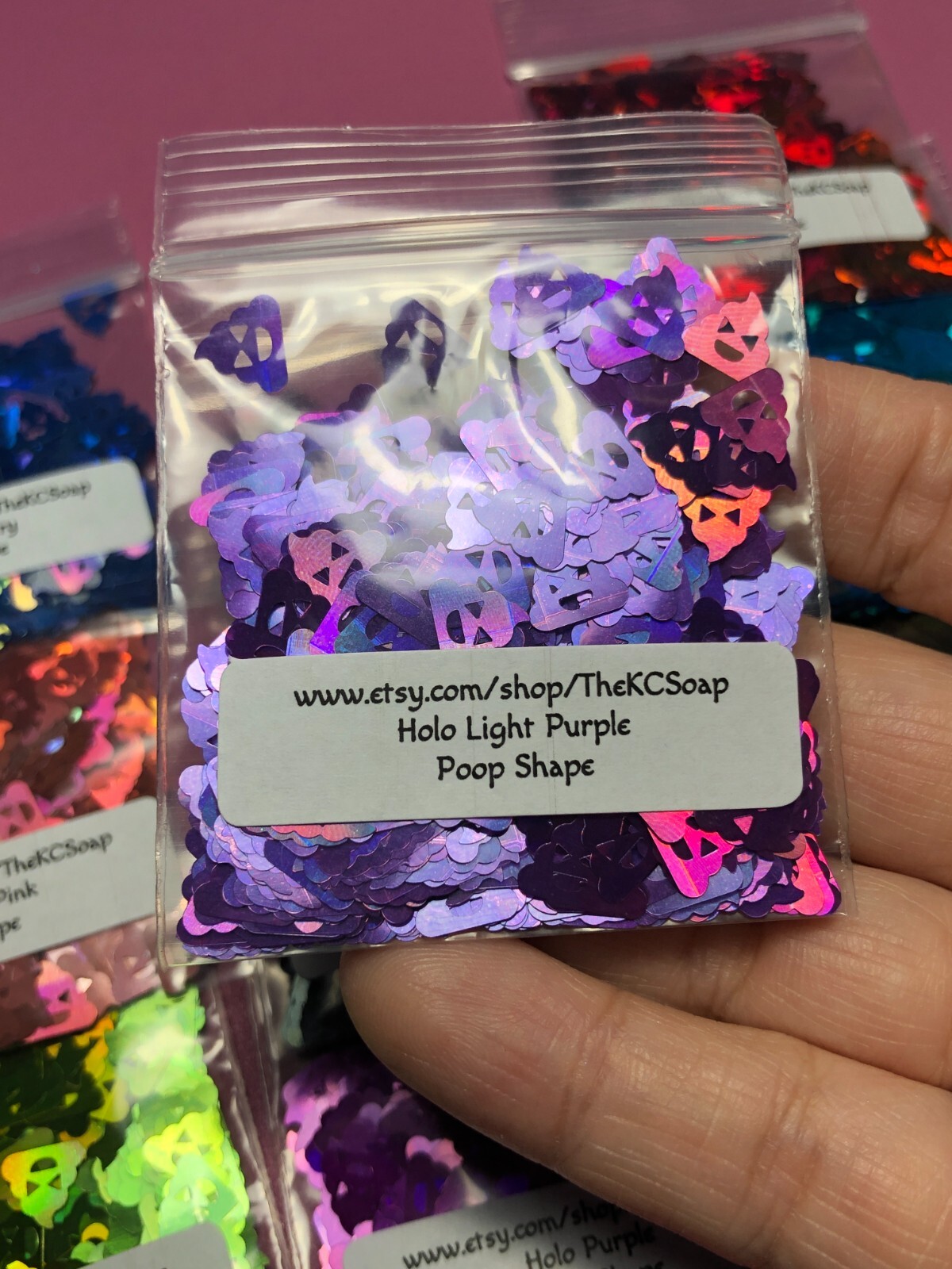 50G Solvent Resistant HOLO LIGHT PURPLE POOP Shape Glitter Epoxy US ...