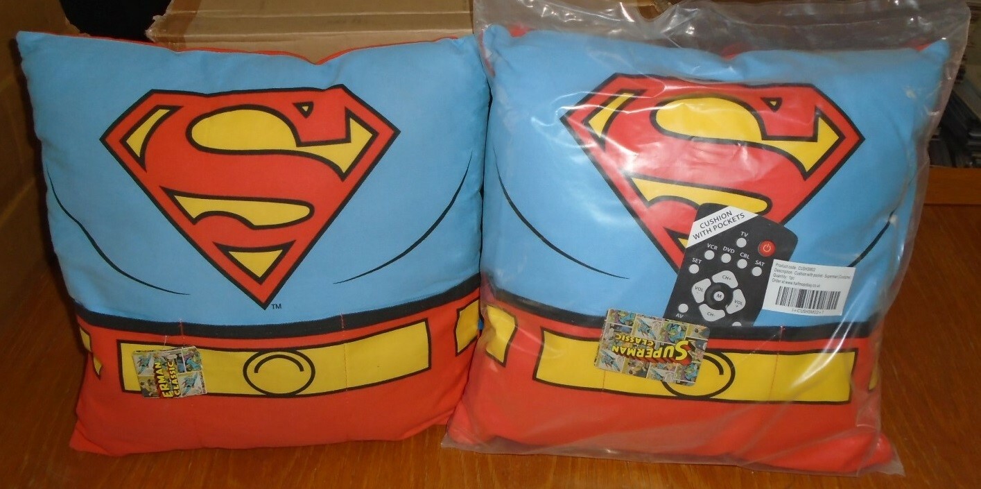 SUPERMAN CLASSIC SOFA COUCH CUSHION WITH POCKETS 40x40CM STOCKING ...