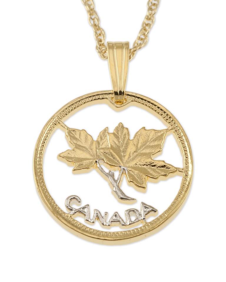 Canada Maple Leaf One Cent Pendant Necklace Hand cut - 5/8" dia ...