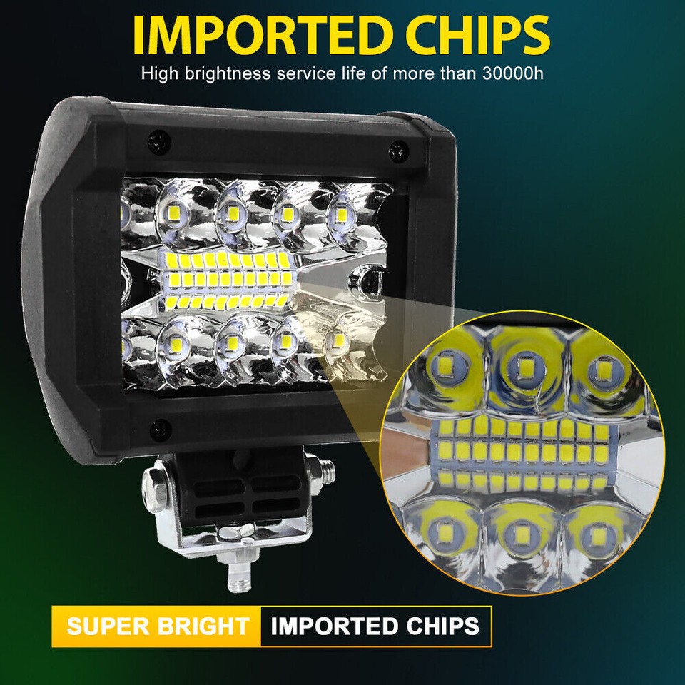 10X 4 Inch LED Work Cube Light Bar Pods fog Lamps for Pickup SUV UTV ...