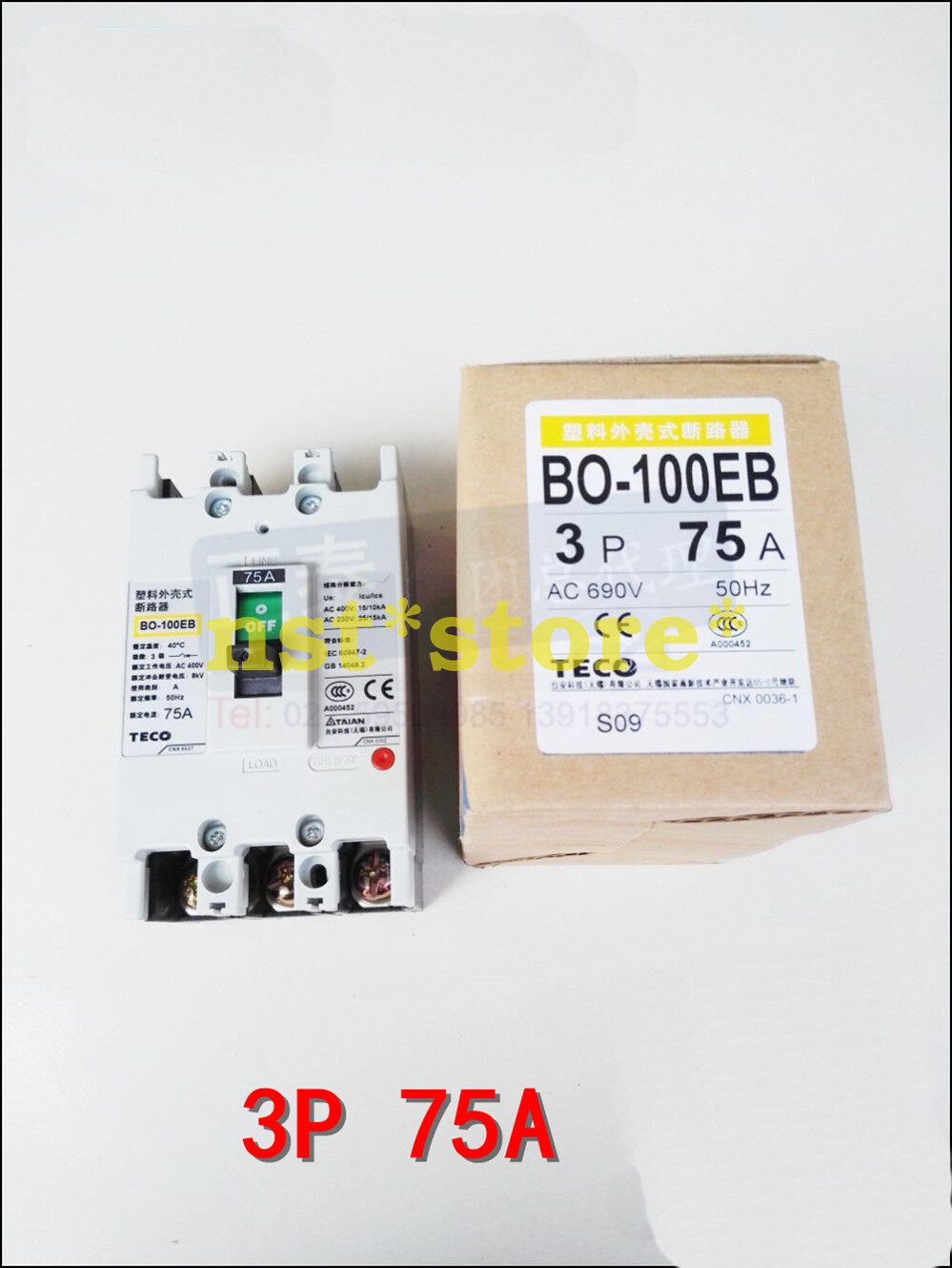 1pcs new For TECO BO-100EB Molded case circuit breaker 3P 75A Free shipping | eBay UK