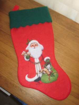 MOREHEAD CHRISTMAS STOCKING SANTA HOLDING KITTEN & BAG WITH PUPPY ...